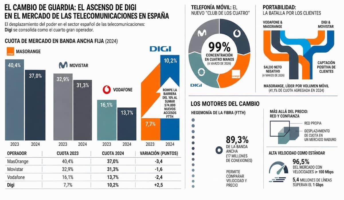 Digi gana cuota y presiona a Movistar, Vodafone y MasOrange